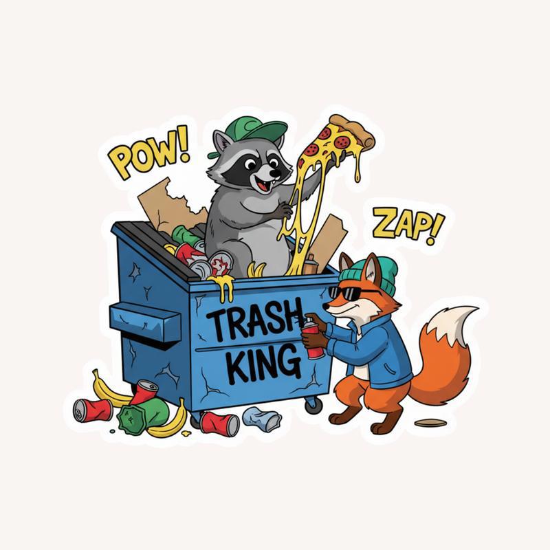 Dumpster Raccoon Fox Party Sticker - Raccsy