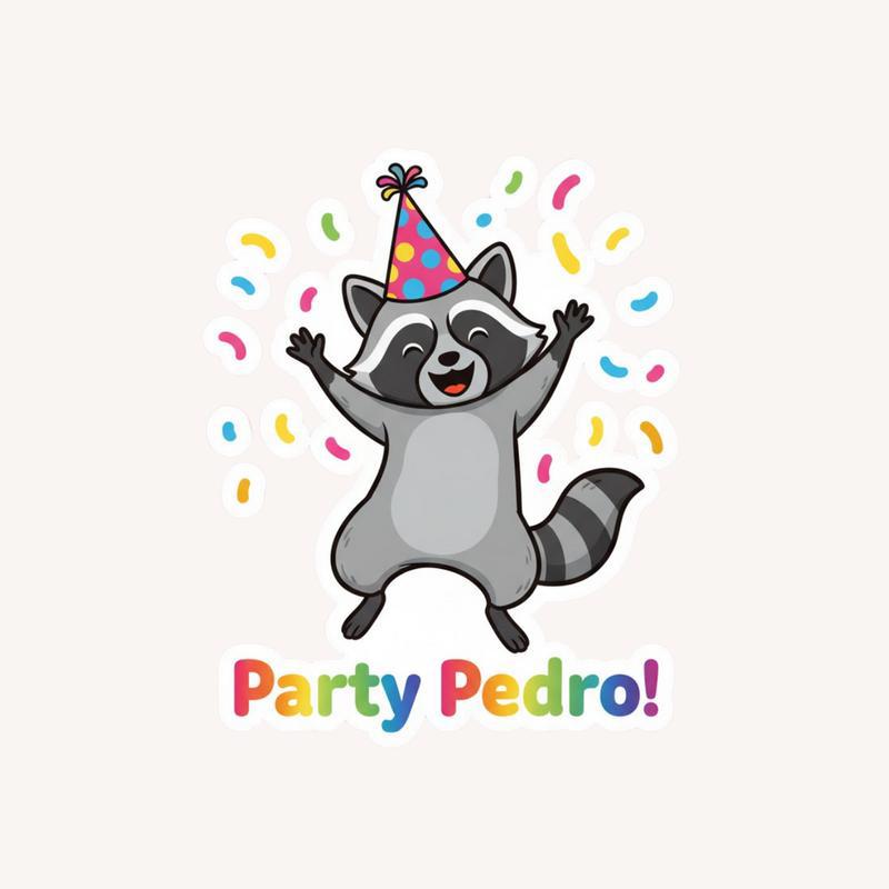 Party Pedro Raccoon Sticker - Raccsy