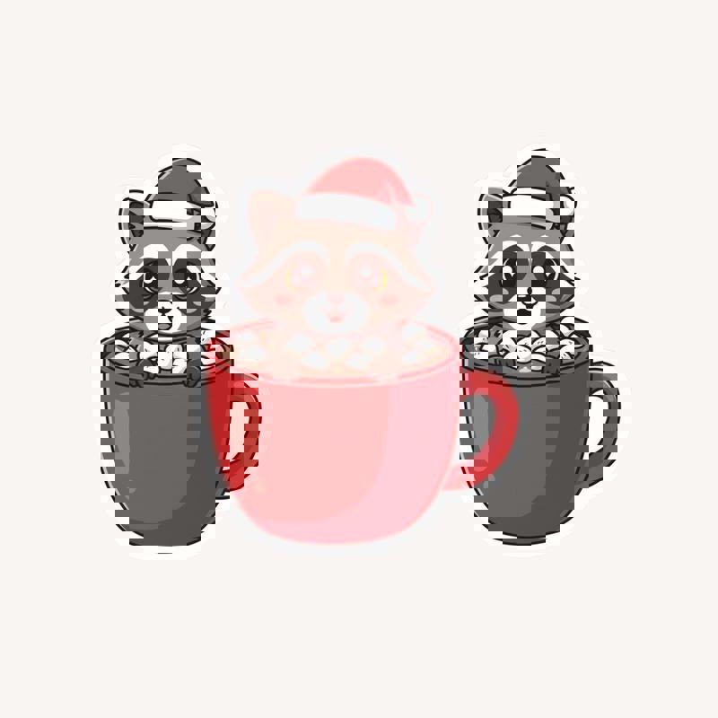 Raccoon Peeker from Hot Cocoa Mug Sticker - Raccsy