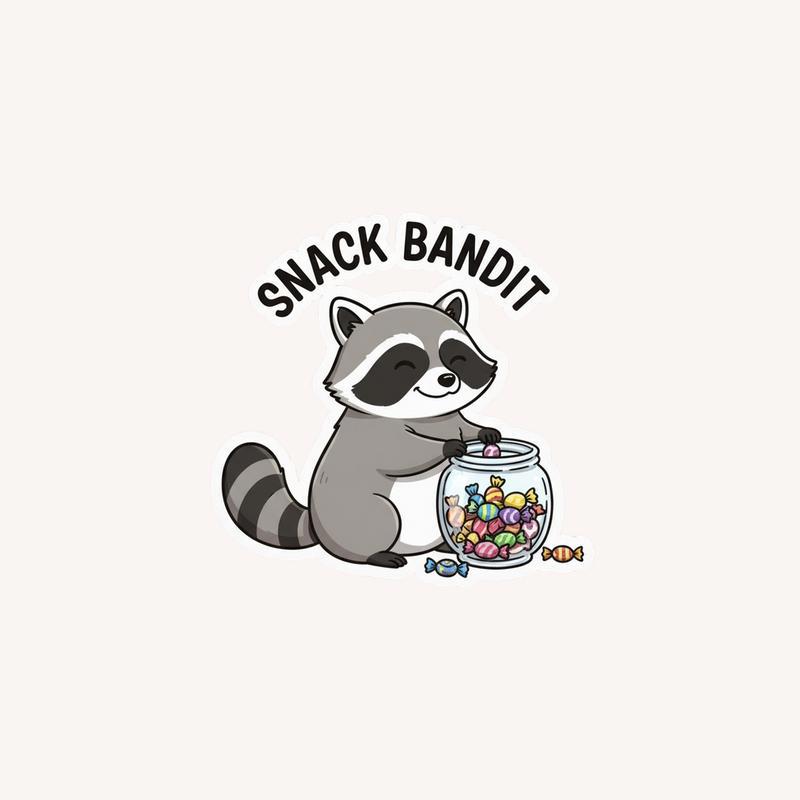 Snack Raccoon Tiny Snack Bandit Sticker - Raccsy